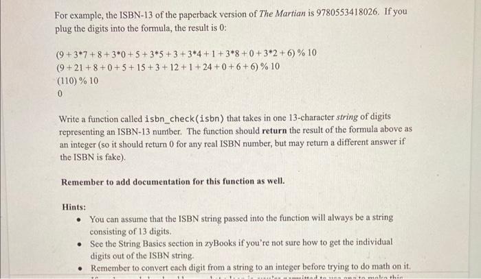 Solved For example, the ISBN-13 of the paperback version of | Chegg.com
