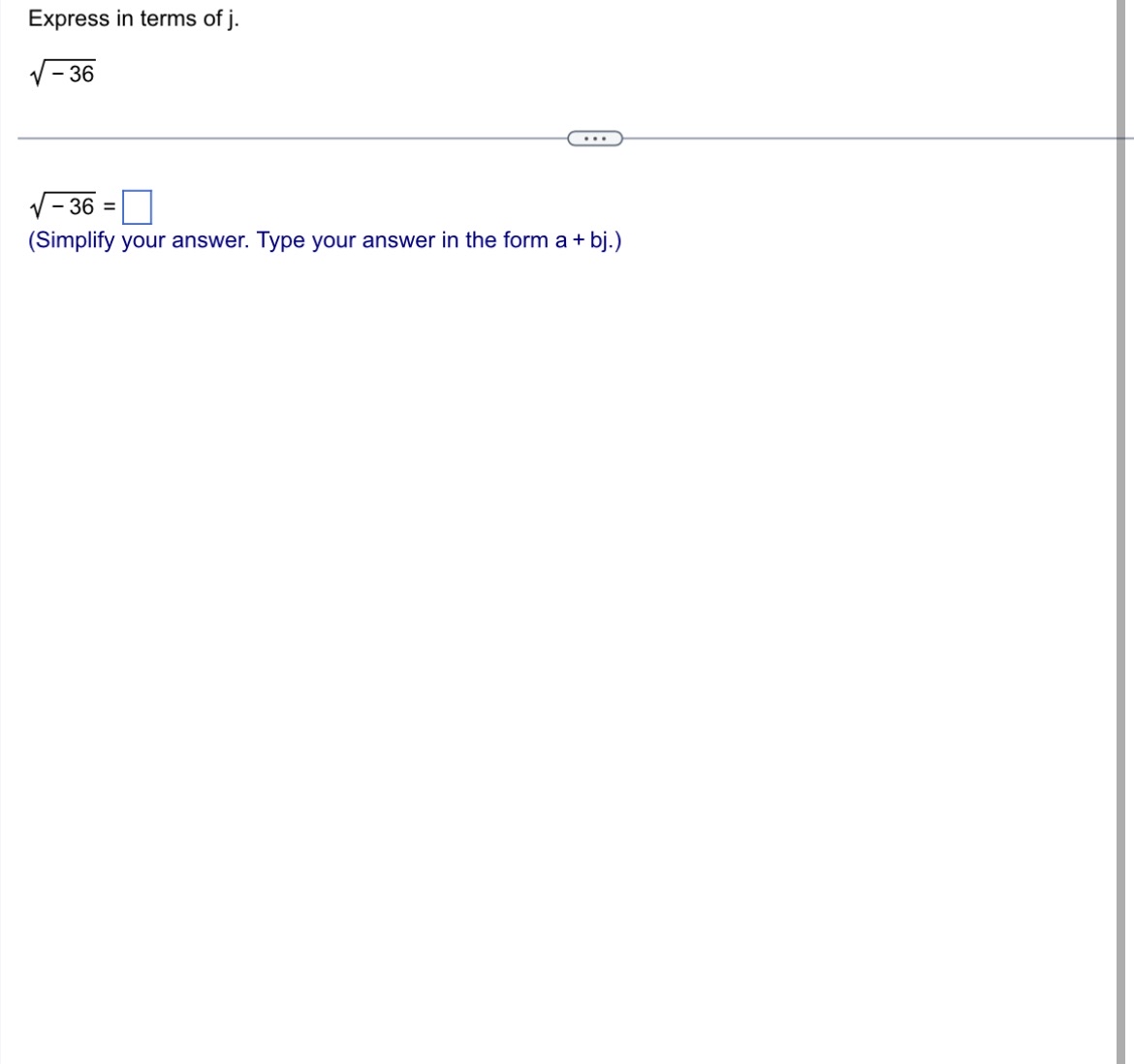 Solved Express in terms of j.-362-362=(Simplify your answer. | Chegg.com