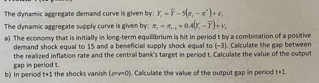Solved The dynamic aggregate demand curve is given by: \\( | Chegg.com