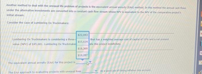 Solved Another method to deal with the unequal life problem | Chegg.com