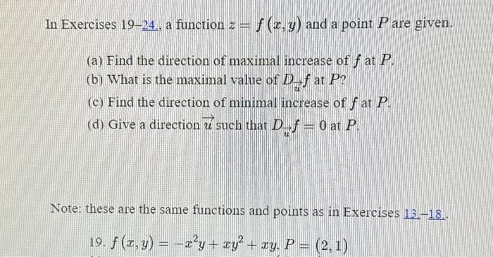 Solved In Exercises 19-24, a function z=f(x,y) and a point P | Chegg.com