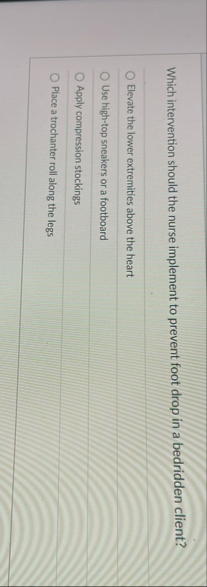Solved Which intervention should the nurse implement to | Chegg.com