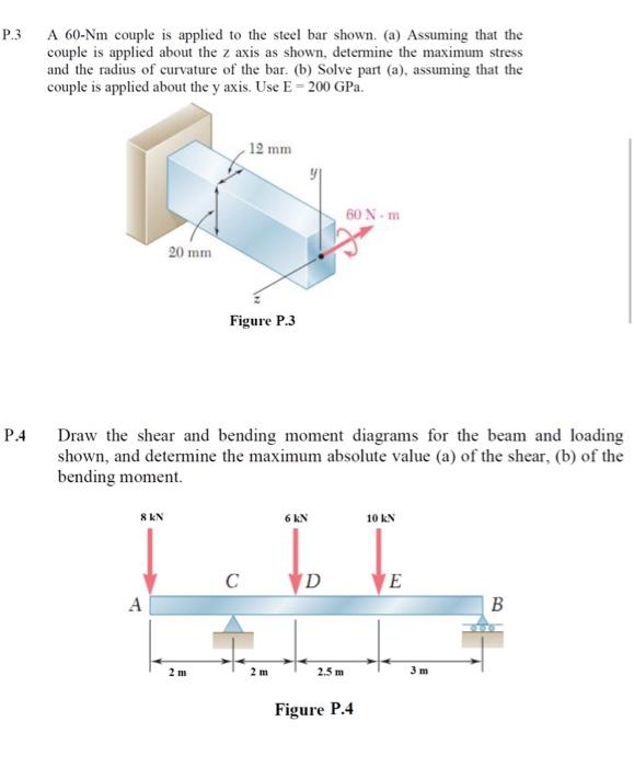 Solved Chapter 4 Bending: Some problems P.1 Knowing that a | Chegg.com