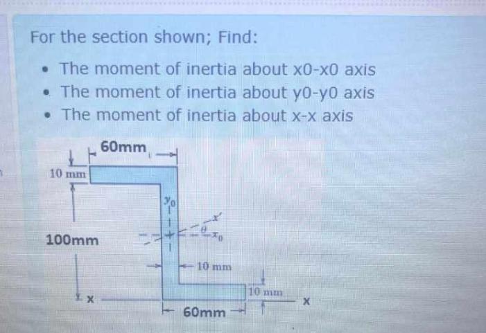 Solved For the section shown; Find:The moment of inertia | Chegg.com