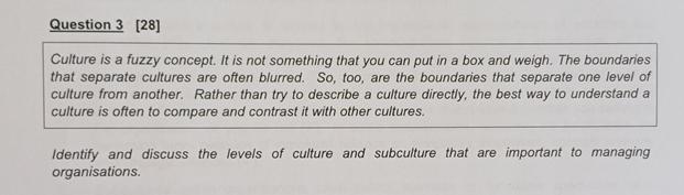 Solved Question 3 [28]Culture is a fuzzy concept. It is not | Chegg.com