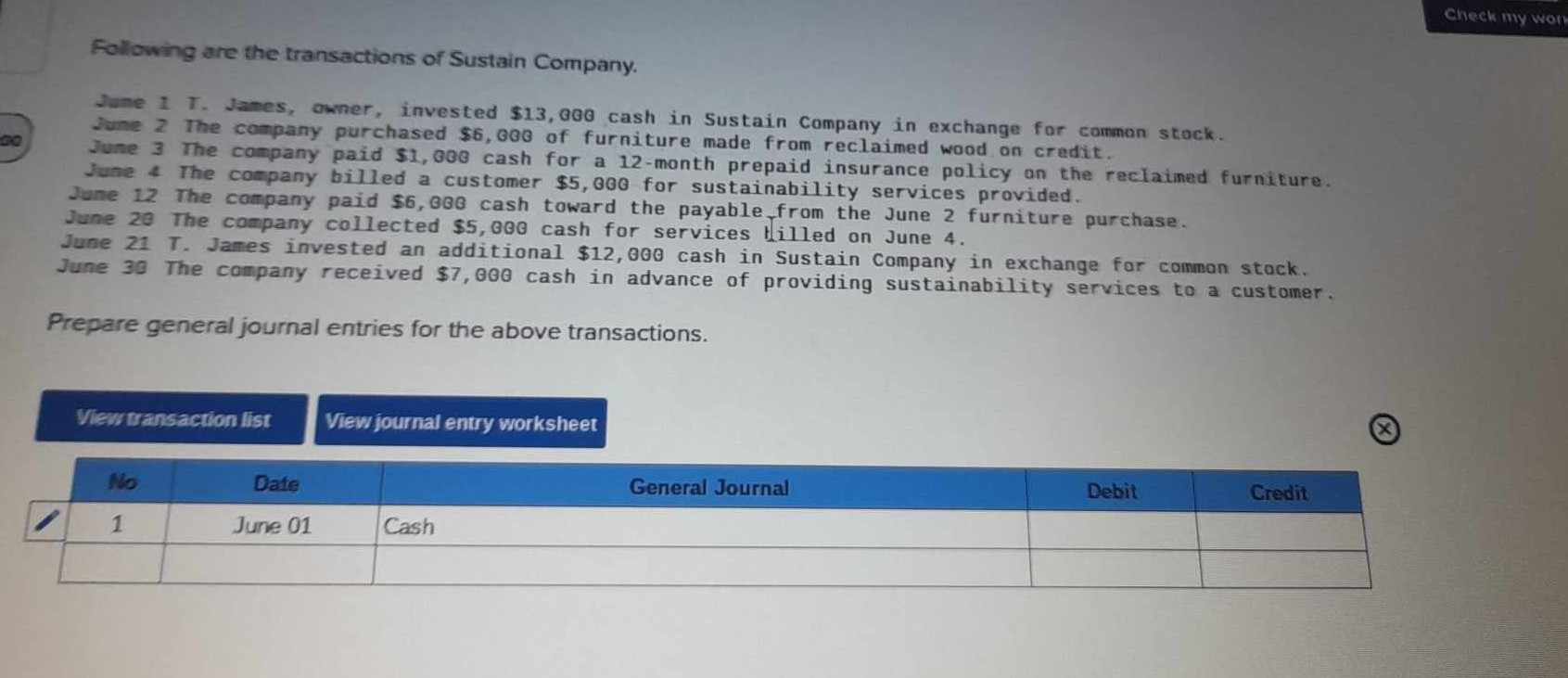 Solved Following are the transactions of Sustain | Chegg.com