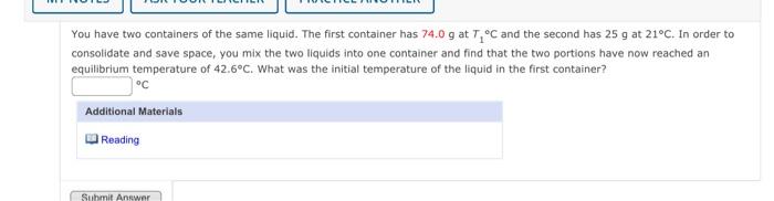 Solved You have two containers of the same liquid. The first | Chegg.com