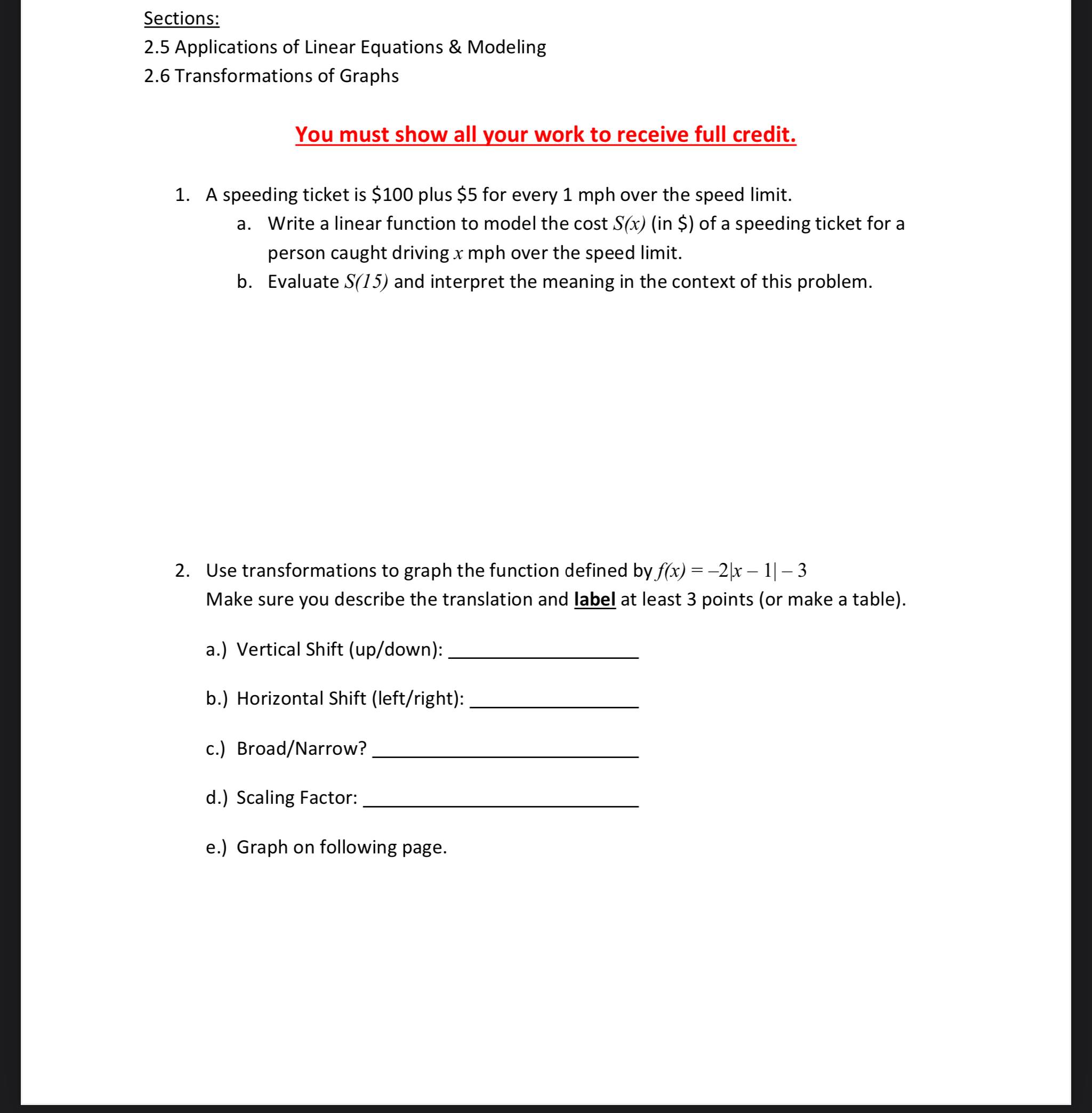 Solved Sections:2.5 ﻿Applications of Linear Equations & | Chegg.com