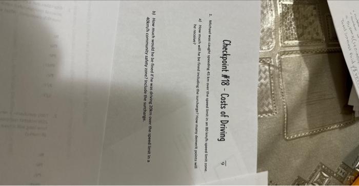 Solved 1. Michuel was caught speedige 45 km over the speed | Chegg.com