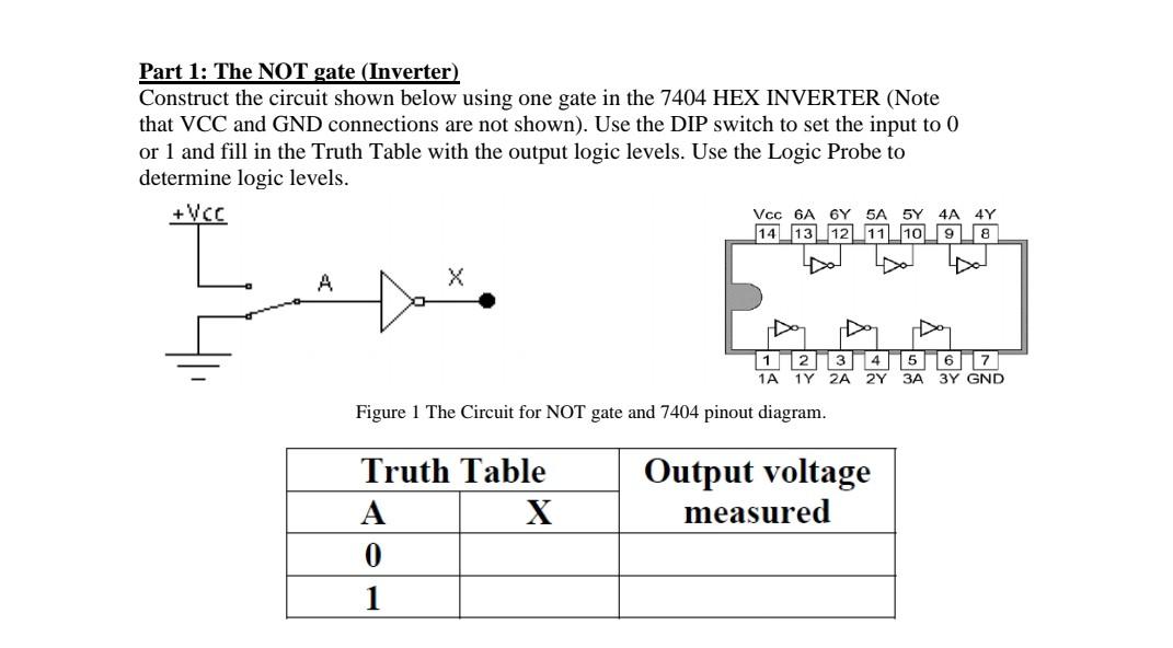 Solved Part 1: The NOT gate (Inverter) Construct the circuit | Chegg.com