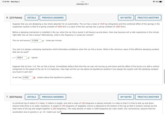 Solved 11:10 PM Wed May 4 974% webassign.net 6. [2/3 Points) | Chegg.com