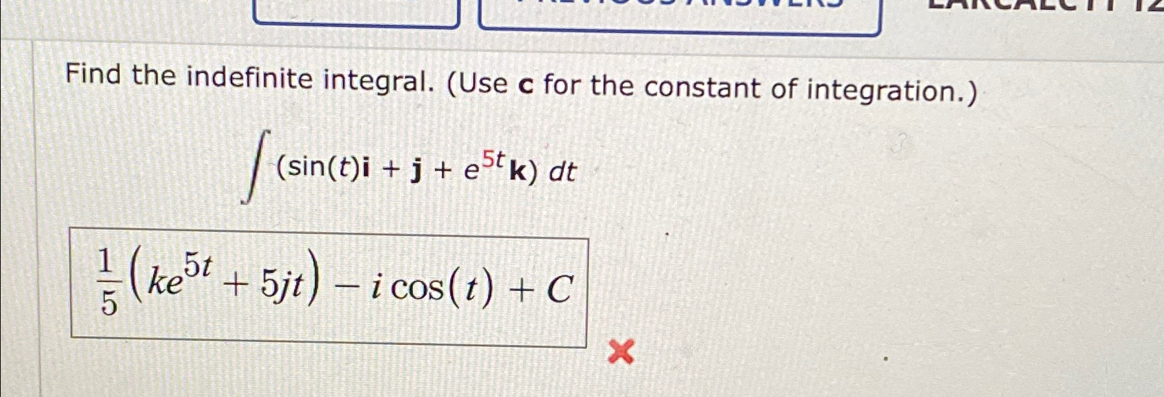 Solved Find the indefinite integral. (Use c for the constant | Chegg.com