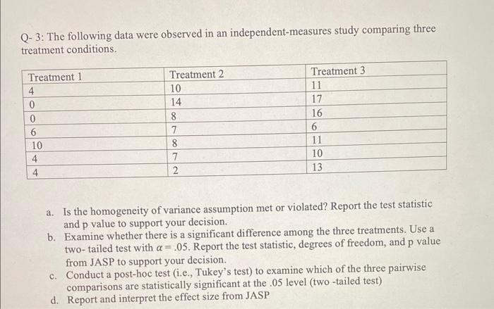 Solved Q- 3: The following data were observed in an | Chegg.com