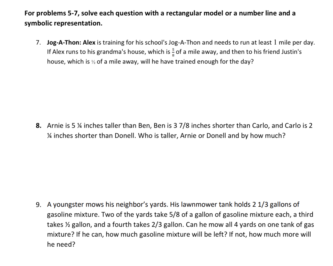 For problems 5-7, ﻿solve each question with a | Chegg.com