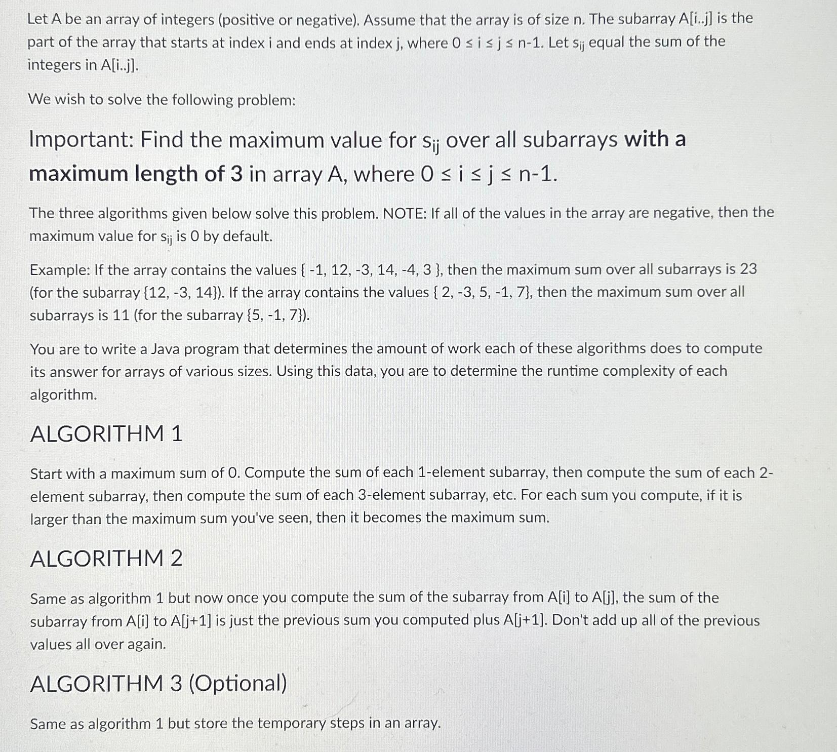 Solved Let A ﻿be an array of integers (positive or | Chegg.com