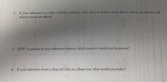 Solved 2. If your unknown is a clear, colorless solution, | Chegg.com