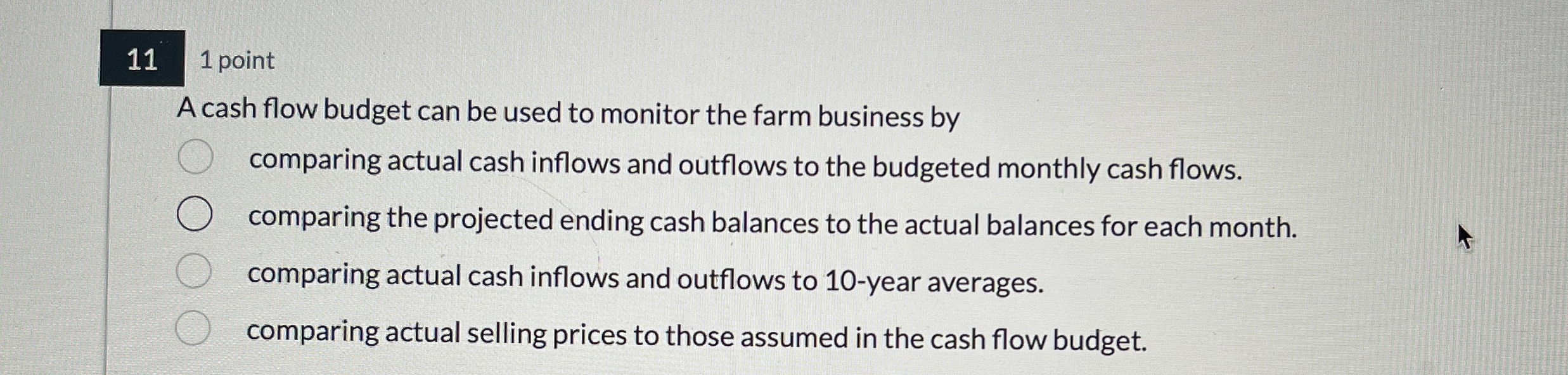 Solved 111 ﻿pointA cash flow budget can be used to monitor | Chegg.com