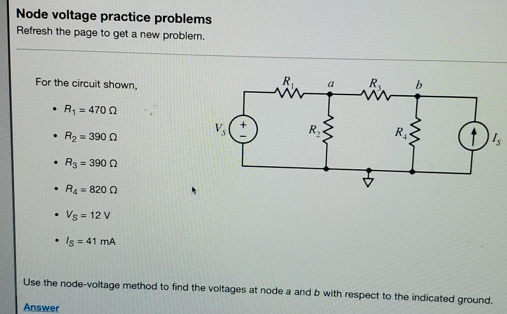 Solved Node voltage practice problems Refresh the page to | Chegg.com
