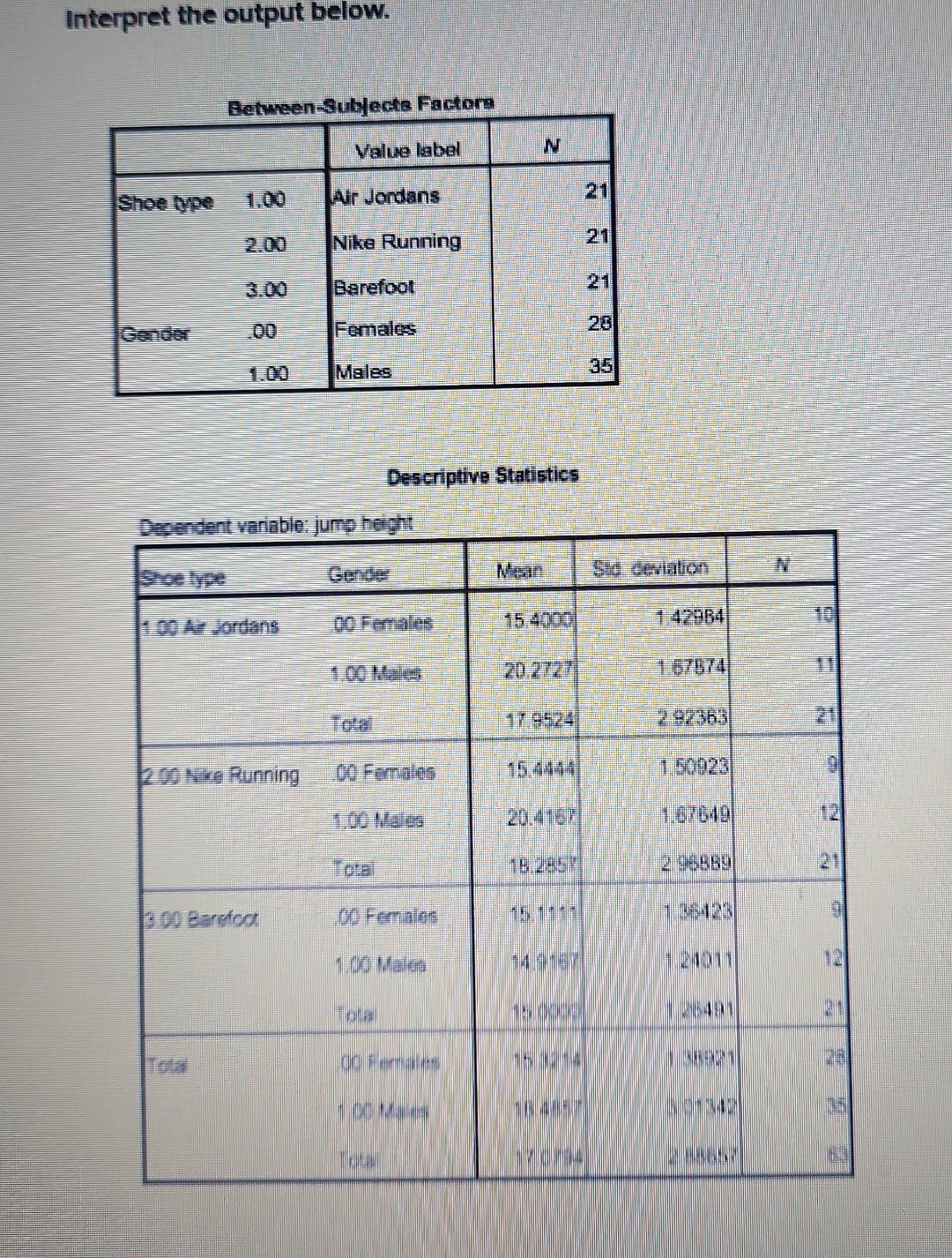 Solved Interpret the output below. Descriptive | Chegg.com