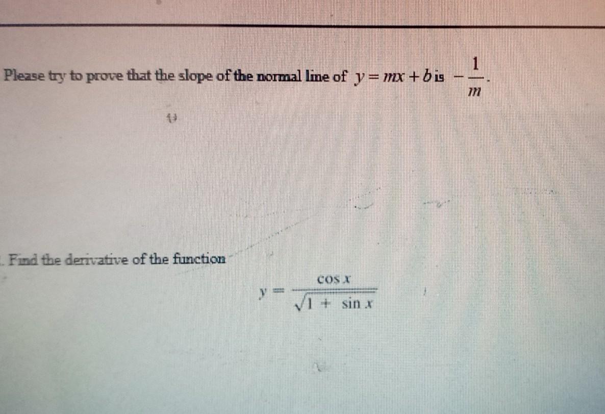 Solved Please try to prove that the slope of the normal line | Chegg.com