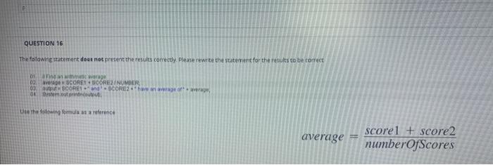 Solved The following statement does not present the results | Chegg.com