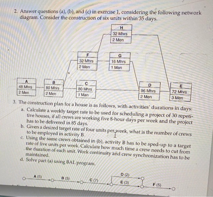 2. Answer questions (a), (b), and (c) in exercise 1, | Chegg.com