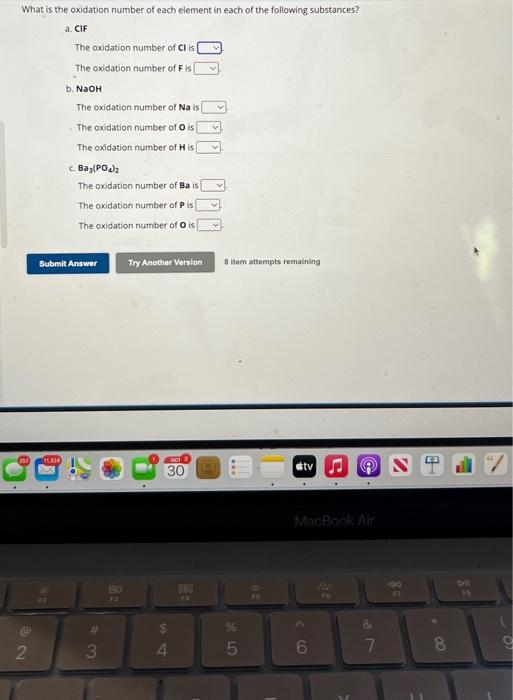 Solved What is the oxidation number of each element in each | Chegg.com