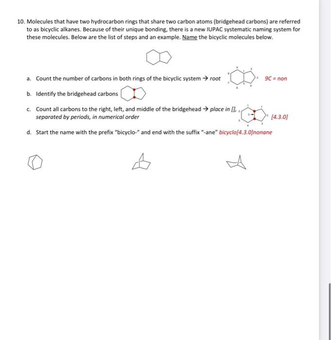 Solved 10. Molecules that have two hydrocarbon rings that | Chegg.com