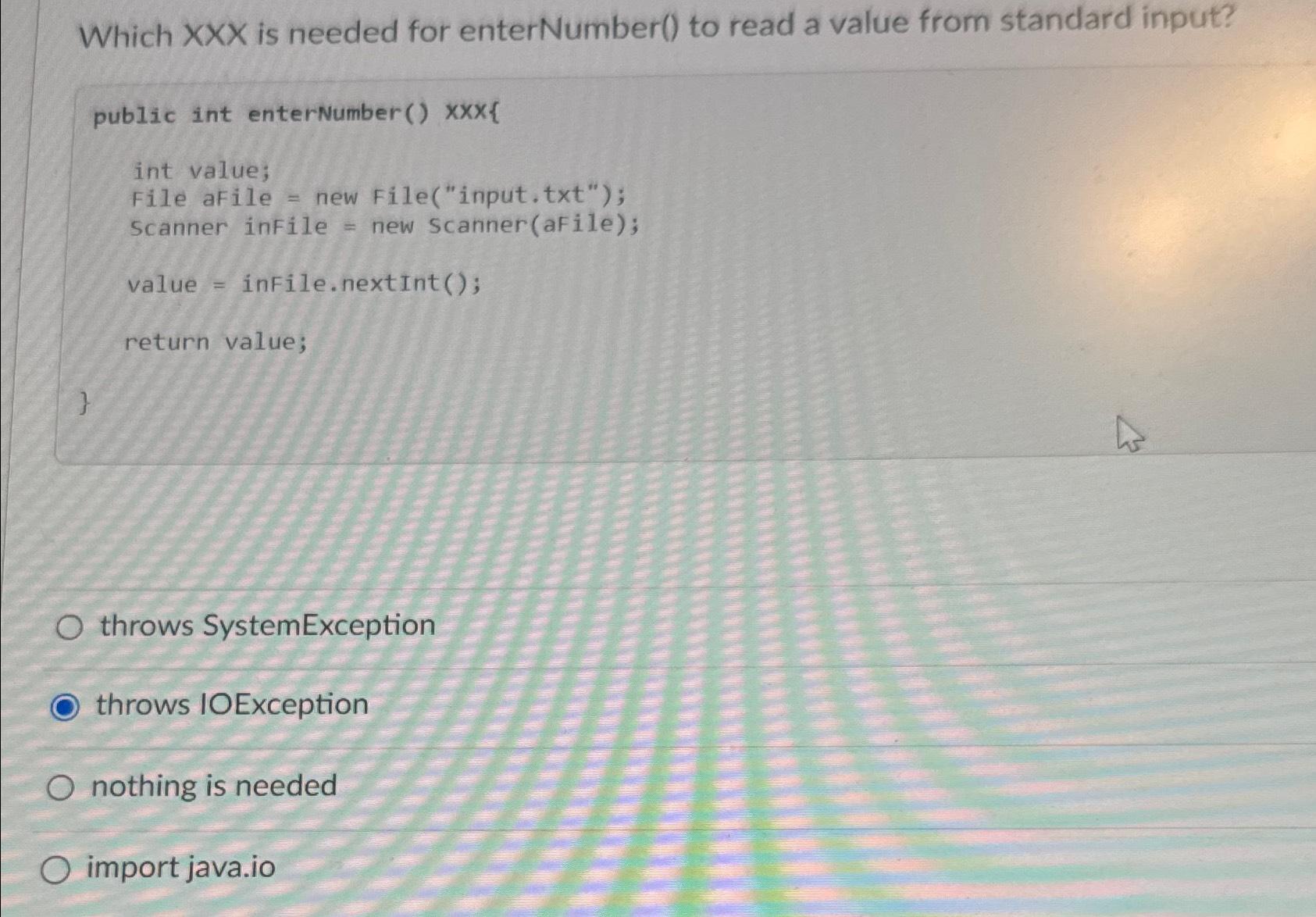 Solved Which xxx ﻿is needed for enterNumber() ﻿to read a | Chegg.com