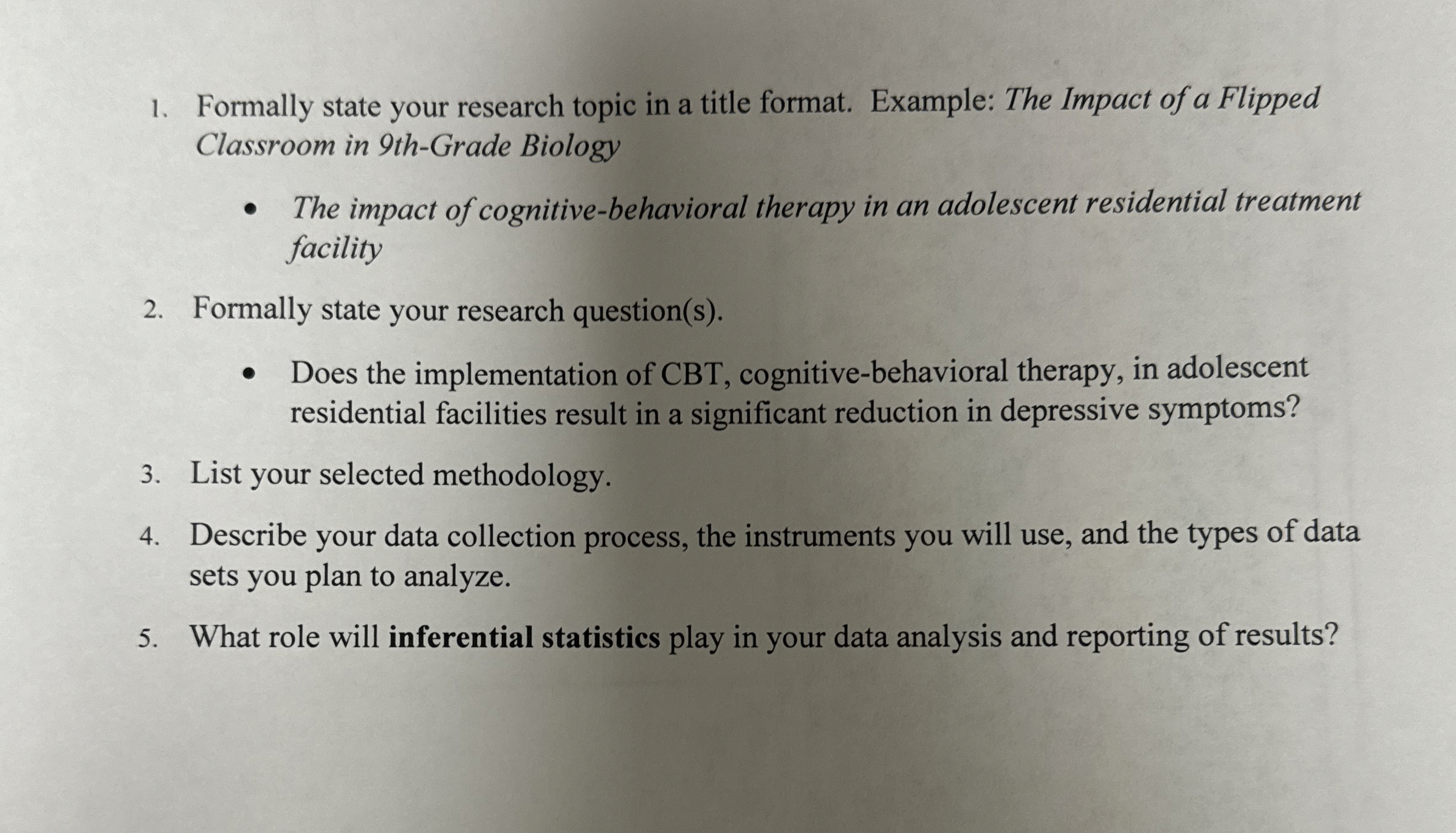 Solved Formally state your research topic in a title format. | Chegg.com