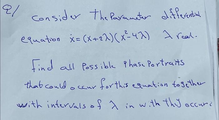 Solved E/ consider the Parameter differential equation | Chegg.com