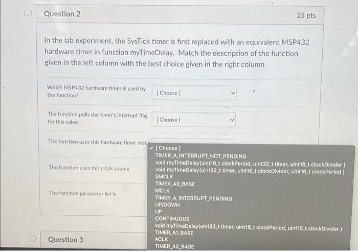 Solved Question 2 25 pts In the lab experiment, the SysTick | Chegg.com