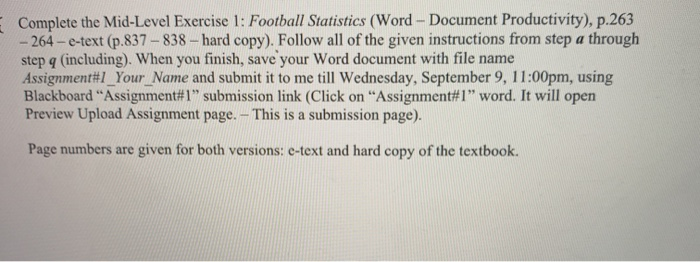 Complete the Mid-Level Exercise 1: Football | Chegg.com