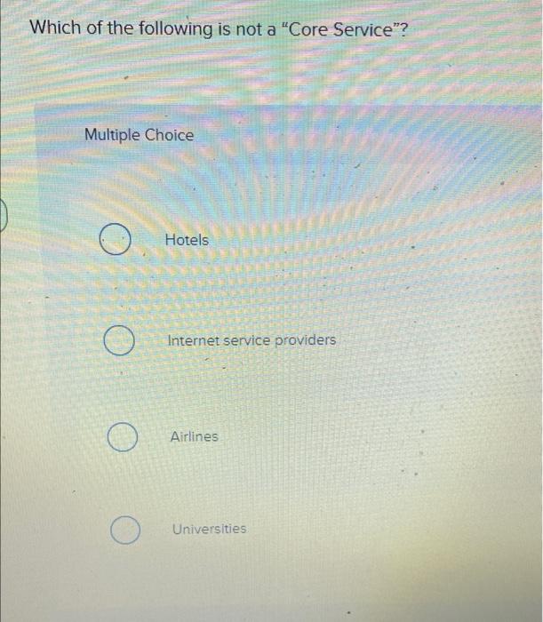 Solved Which of the following is not a "Core Service"? | Chegg.com