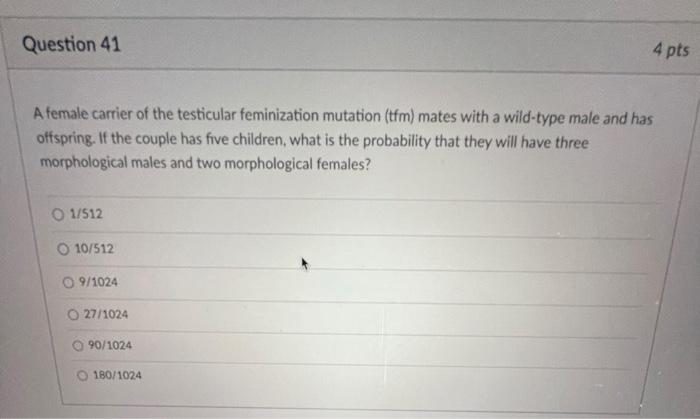 Solved A female carrier of the testicular feminization | Chegg.com