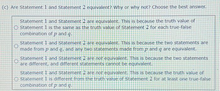 Solved Consider statements p and q. p: We are having sushi | Chegg.com