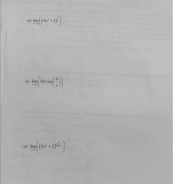 Solved Compute the following limits - is possible. State the | Chegg.com