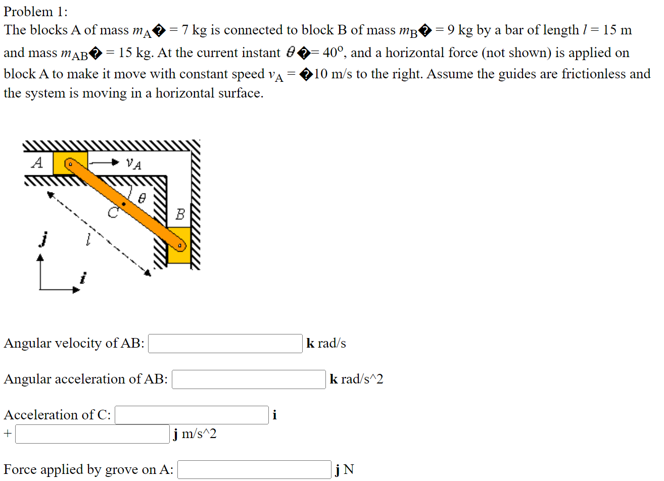 Solved Problem 1:The blocks A of mass mA=7kg ﻿is connected | Chegg.com