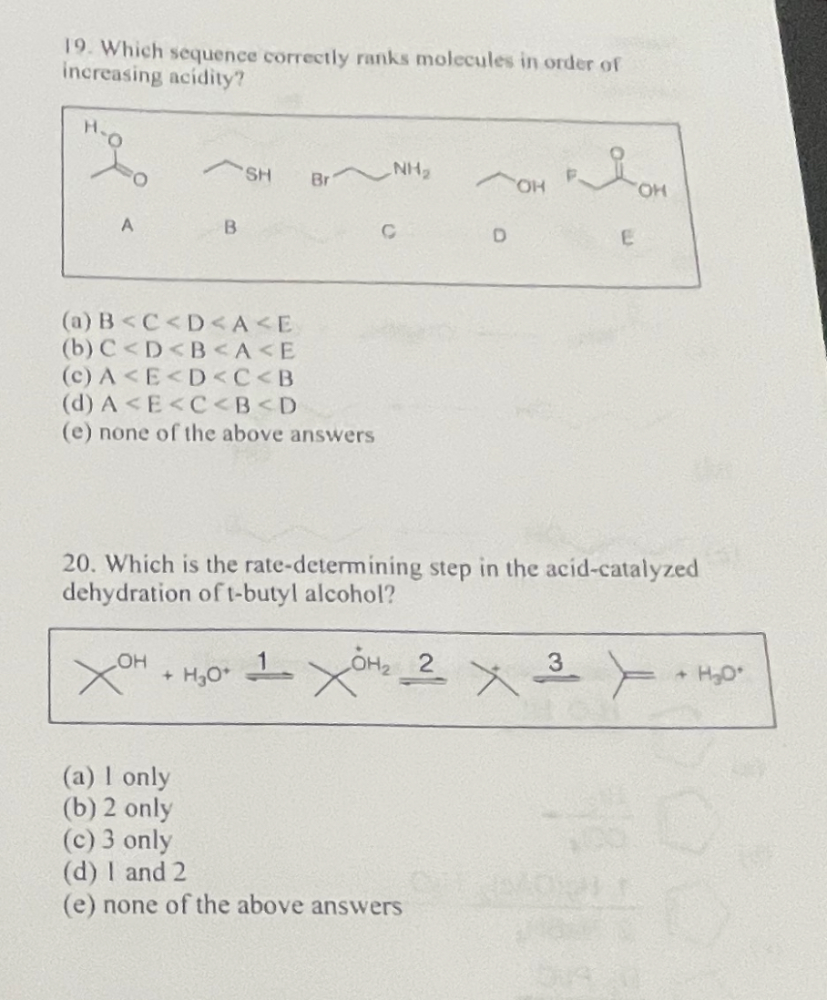 Solved Which sequence correctly ranks molecules in order of | Chegg.com