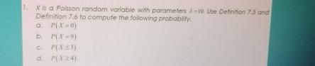 Solved It a Poisson random variabile with parameters it-10. | Chegg.com