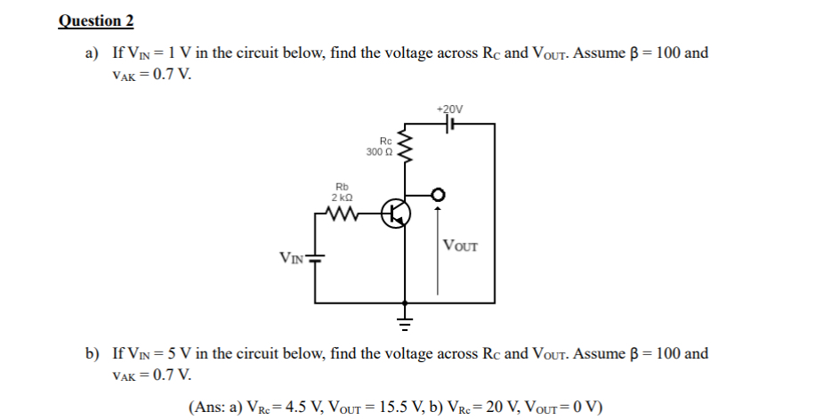 Solved Question 2a) ﻿If VIN =1V ﻿in the circuit below, find | Chegg.com
