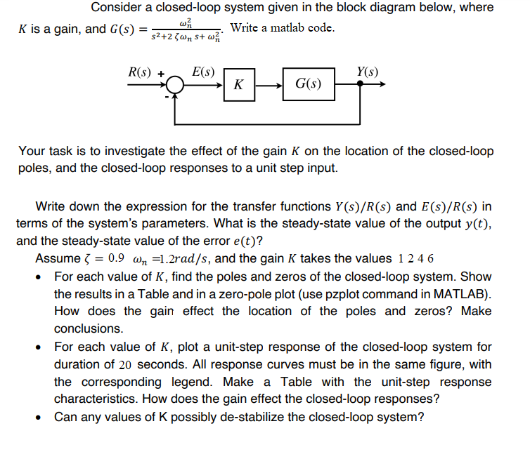 Solved Consider a closed-loop system given in the block | Chegg.com
