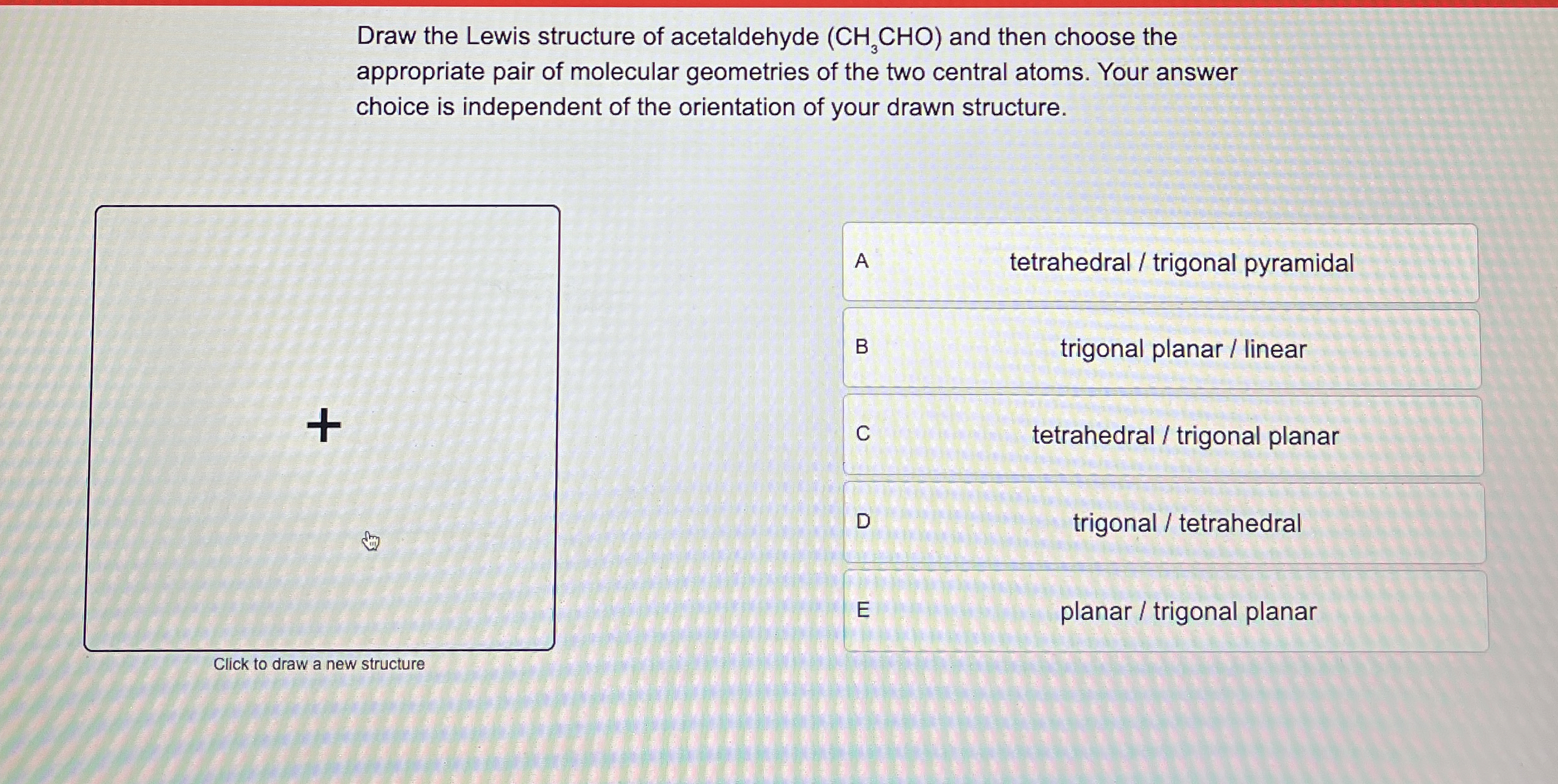 Solved Draw the Lewis structure of acetaldehyde (CH3CHO) | Chegg.com