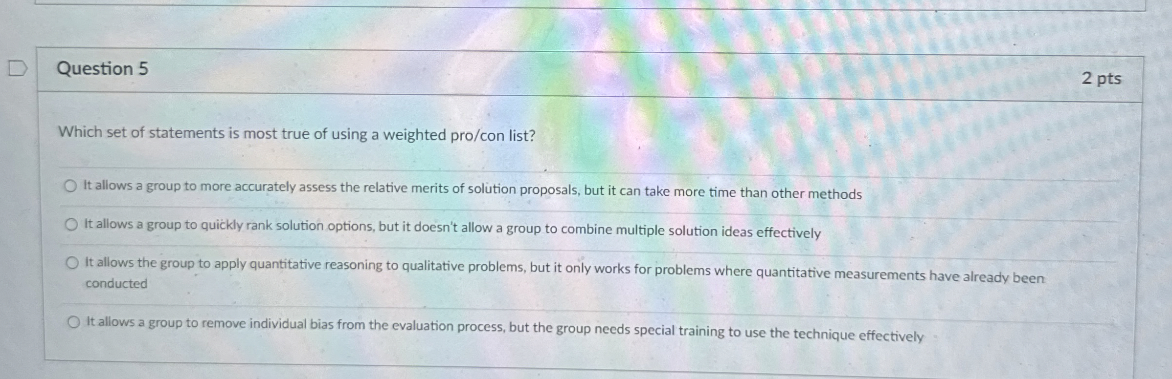 Solved Question 52 ﻿ptsWhich set of statements is most true | Chegg.com