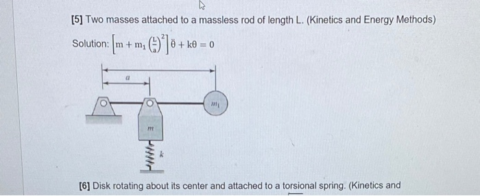 Solved [5] Two masses attached to a massless rod of length | Chegg.com