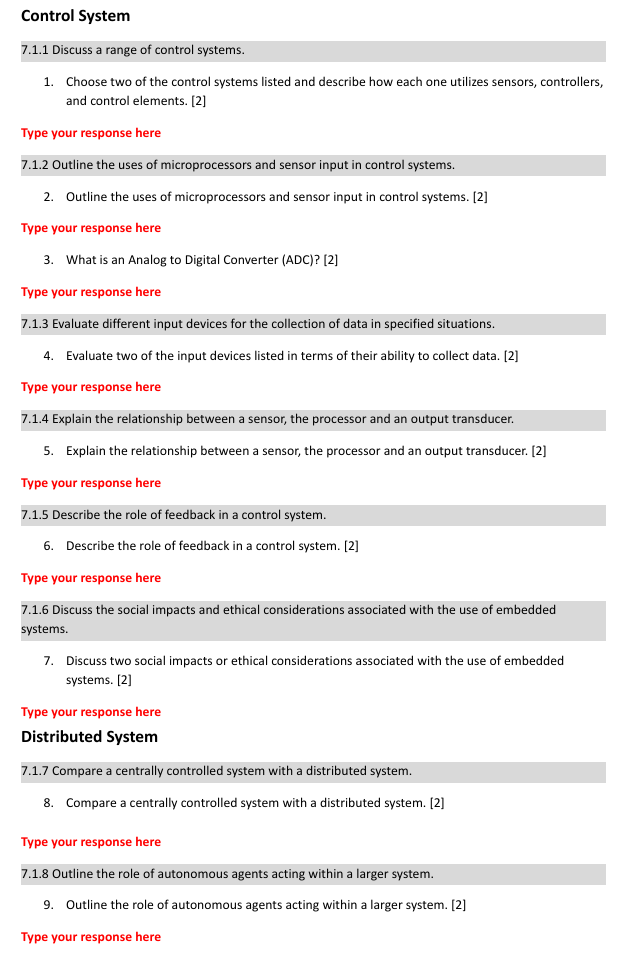 Solved Control System7.1.1 ﻿Discuss a range of control | Chegg.com