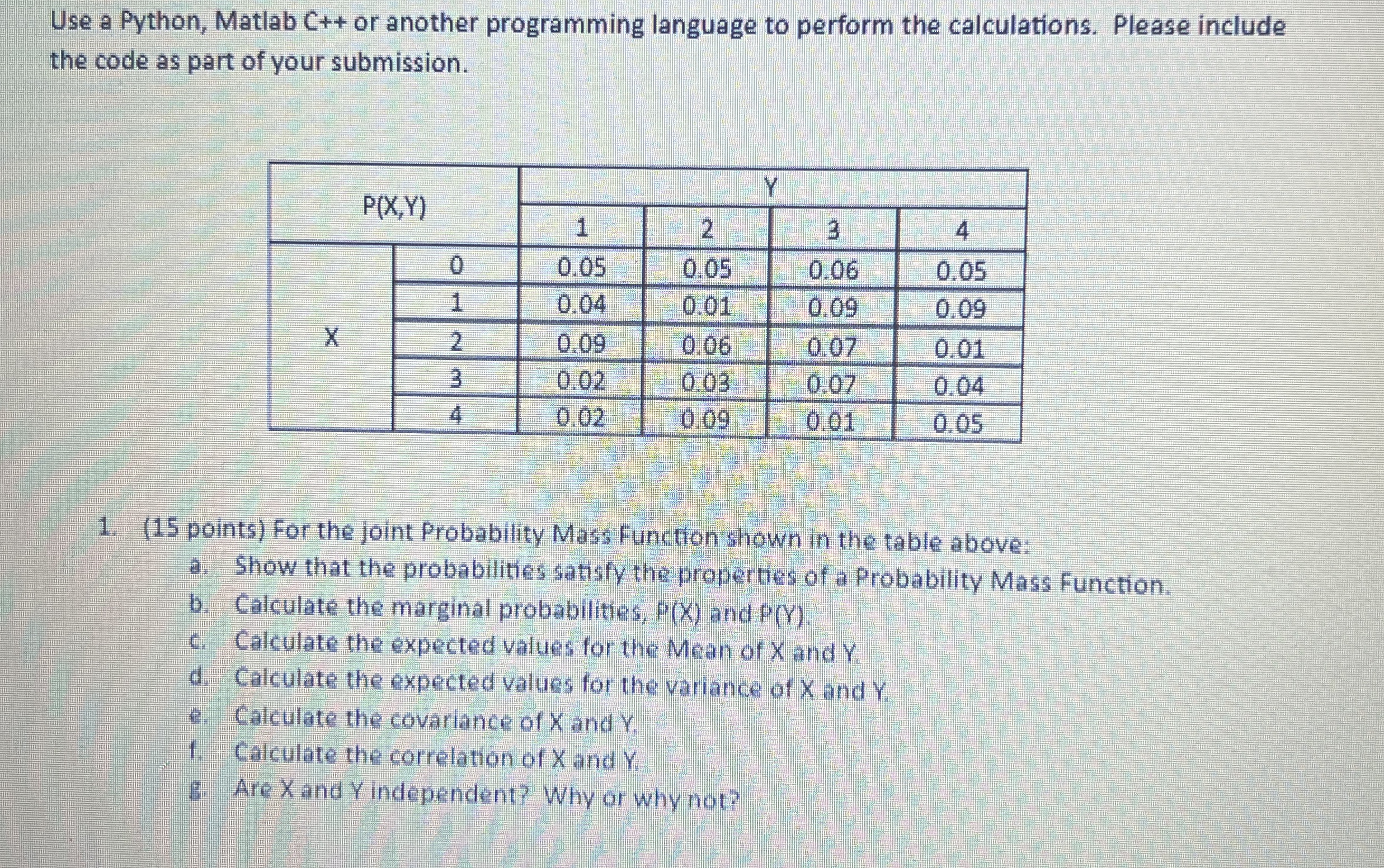 Solved Use a Python, Matlab C++ ﻿or another programming | Chegg.com