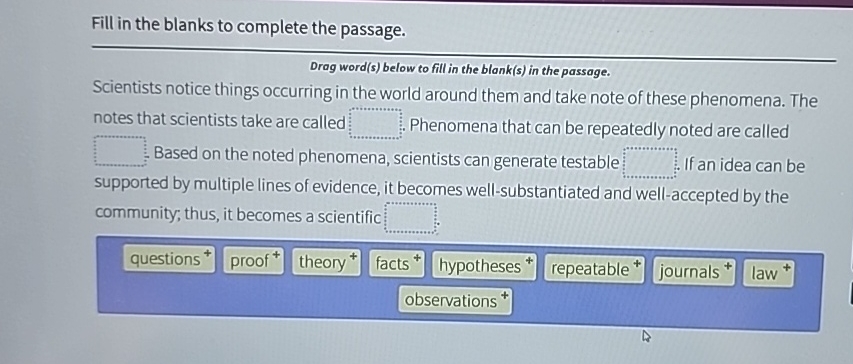 Solved Fill in the blanks to complete the passage.Drag | Chegg.com