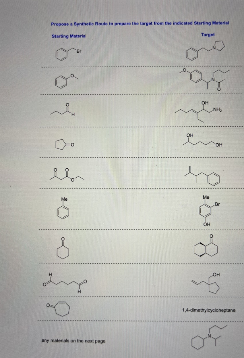 Solved Propose a Synthetic Route to ﻿prepare the target from | Chegg.com