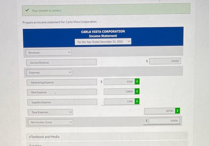 Solved Carla Vista Corporation began operations on January | Chegg.com